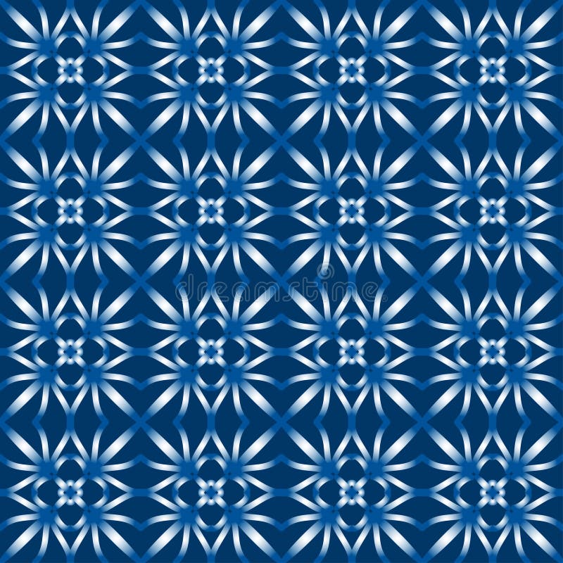 Seamless Pattern with Curve Lines. Blue Gradient Tiles on Dark Blue ...