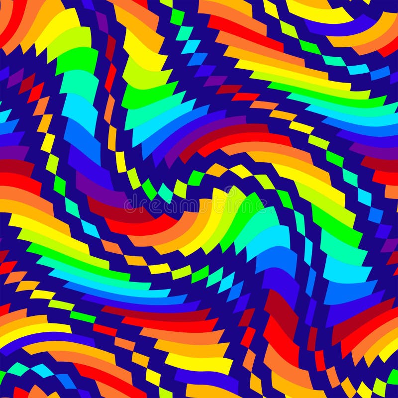 Seamless Pattern of Curved Geometric Shapes in Rainbow Colors Stock ...