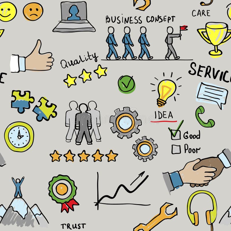 Seamless Pattern with Customer Loyalty Service Support Care Drawings ...