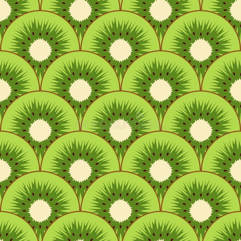 Seamless Pattern with Cut Green Kiwi Fruit Stock Vector - Illustration ...