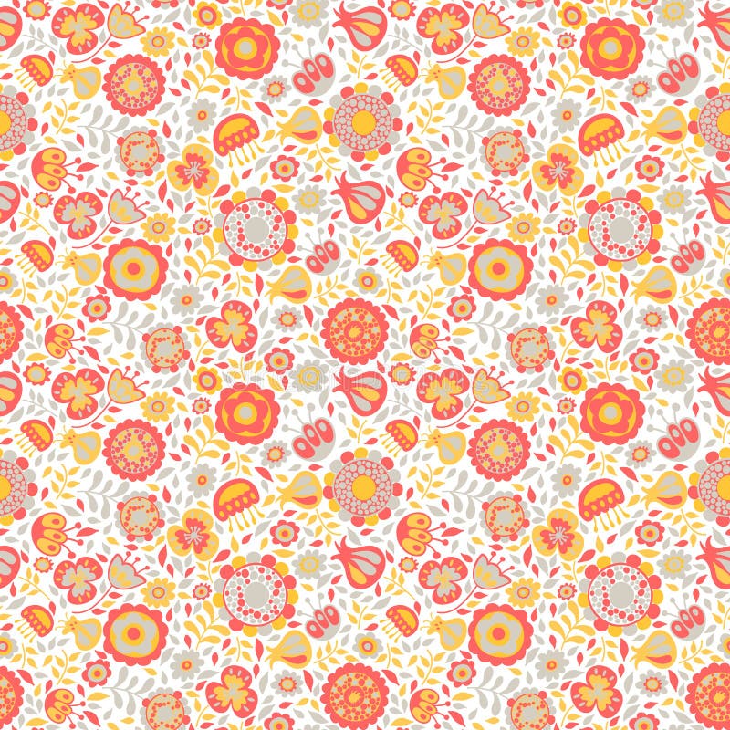 Seamless Pattern of Cute Abstract Flowers Stock Vector - Illustration ...