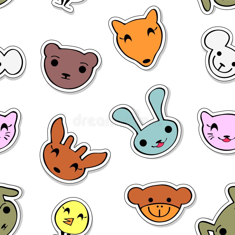Seamless Pattern with Cute Animals Stock Vector - Illustration of print ...