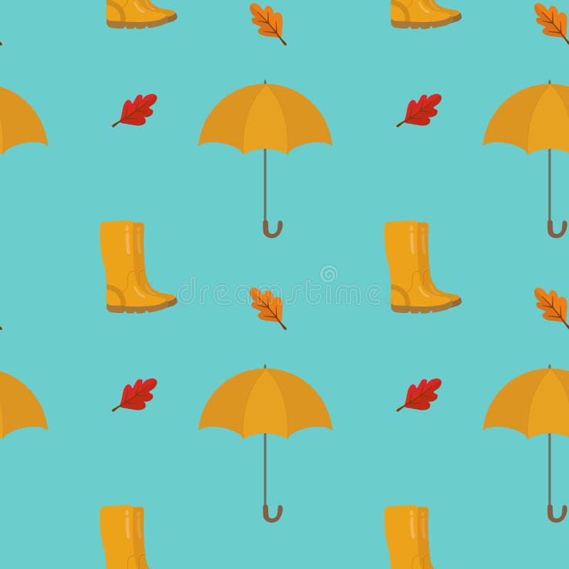 Seamless Pattern with Cute Autumn Things. Background with Umbrella ...