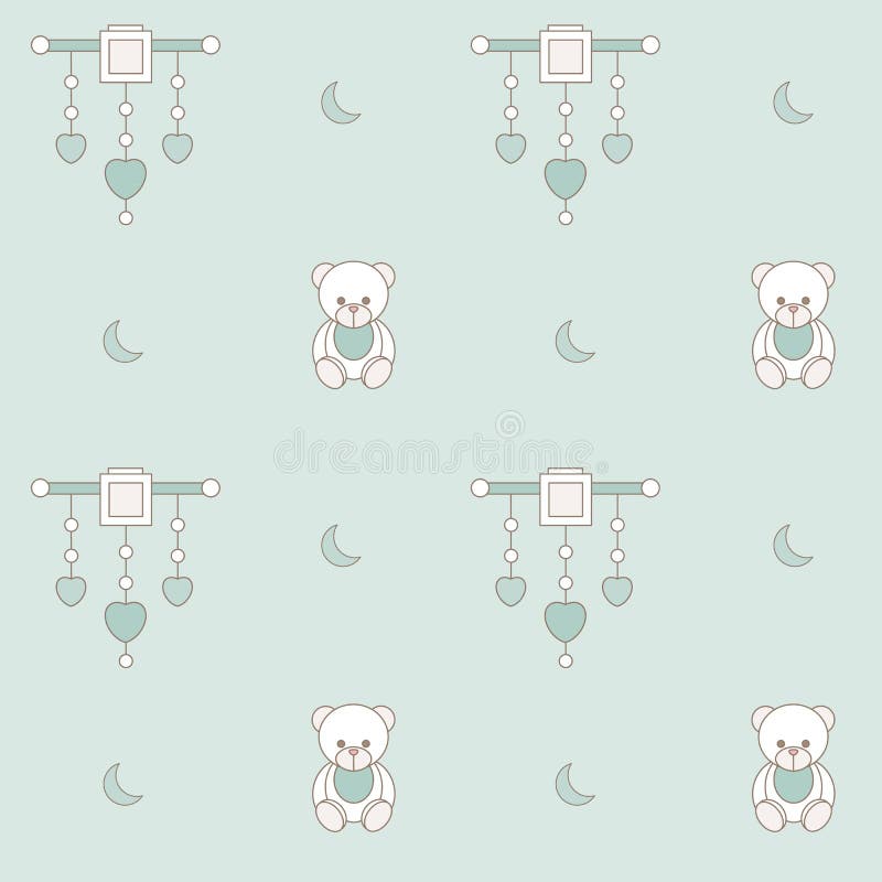 Seamless Pattern with Cute Baby Elements Stock Vector - Illustration of ...