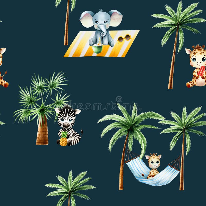 Cute Giraffe Palm Trees Stock Illustrations – 364 Cute Giraffe Palm ...