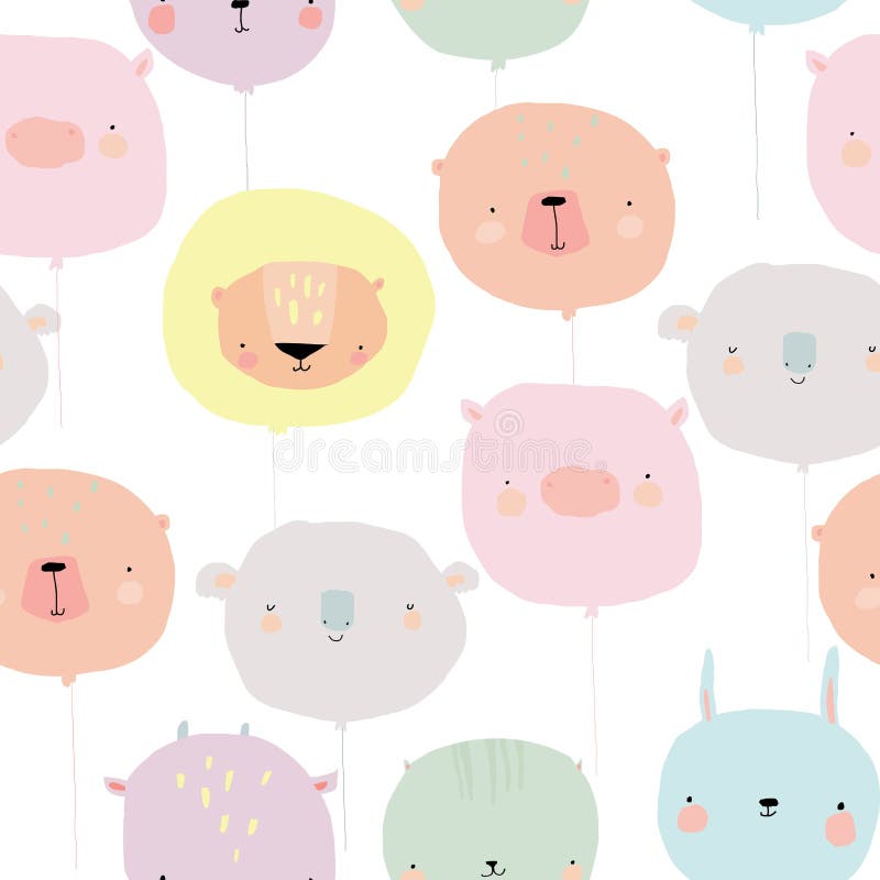 Cute Balloon Cartoon with Love Seamless Pattern Design Stock Vector ...