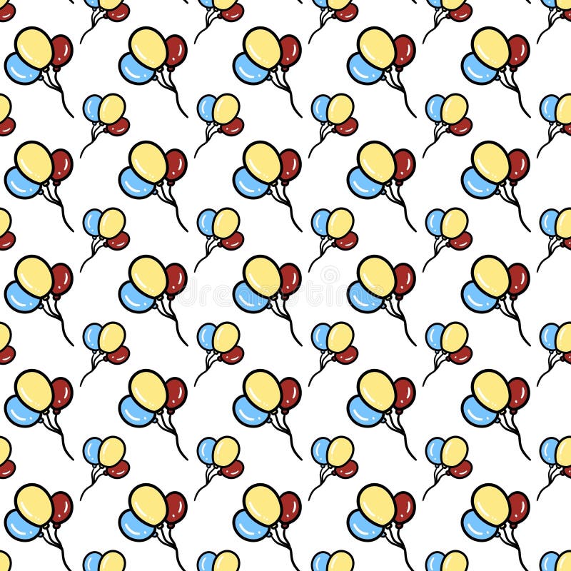 Seamless Pattern of Cute Balloons Cartoon Stock Illustration ...