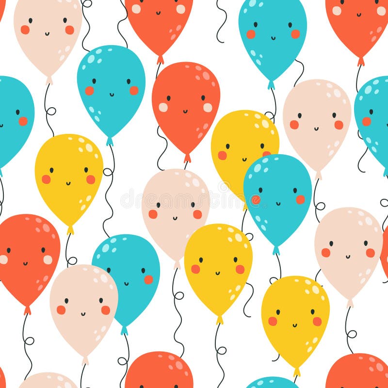 Seamless Pattern with Cute Balloons. Vector Stock Vector - Illustration ...