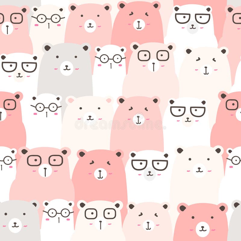 Seamless Pattern with Cute Bear Background, Cute Bear Doodle Art for ...