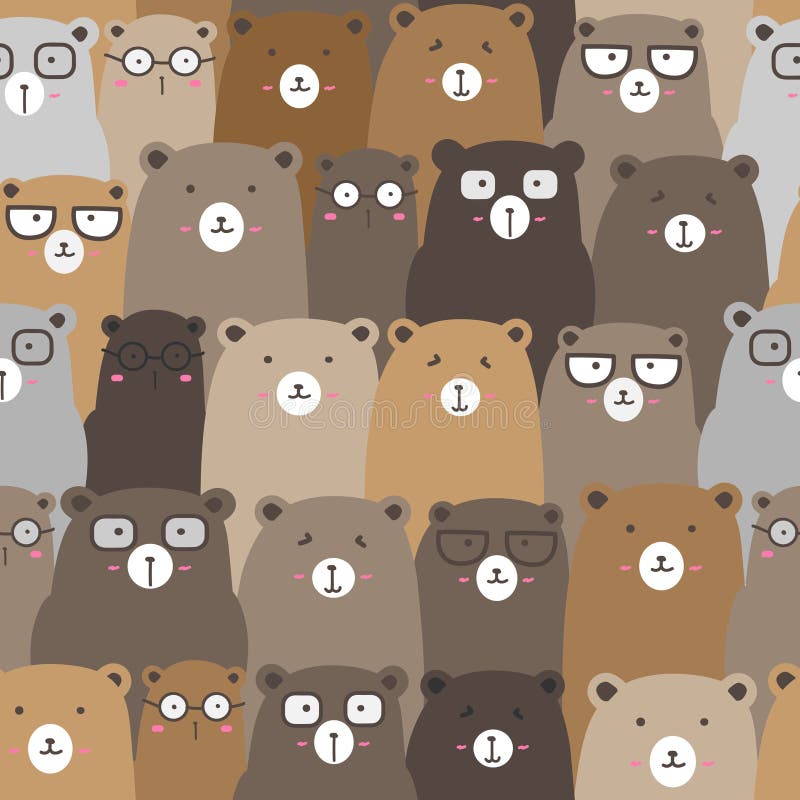 Seamless Pattern with Cute Bear Background, Cute Bear Doodle Art for ...