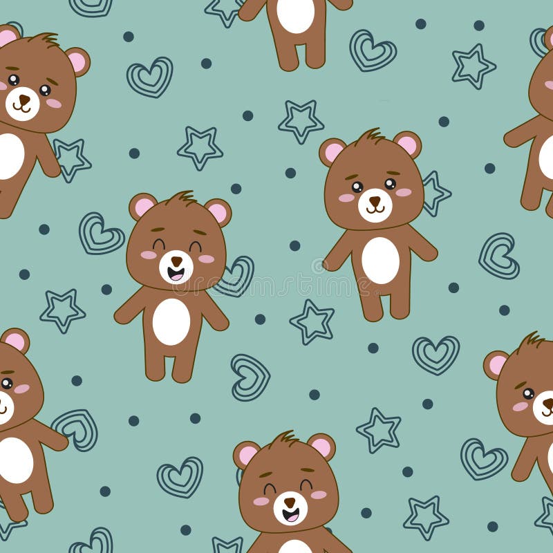 Seamless Pattern with Cute Bear for Kids Stock Illustration ...
