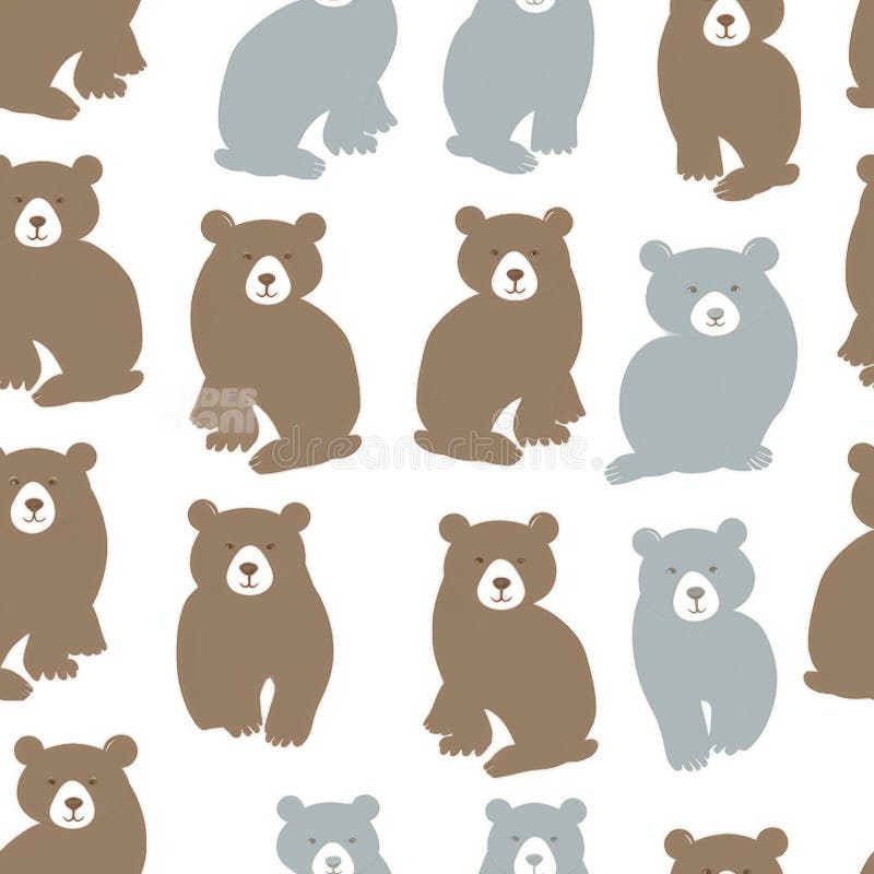 Seamless Pattern with Cute Bears in Simple Cartoon Style. Stock ...
