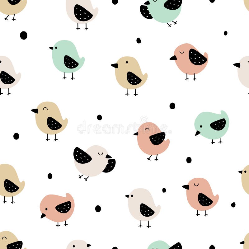 Seamless Pattern with Cute Bird on Pastel Color Stock Vector ... Seamless Pattern with Cute Bird on Pastel Color Stock Vector ...