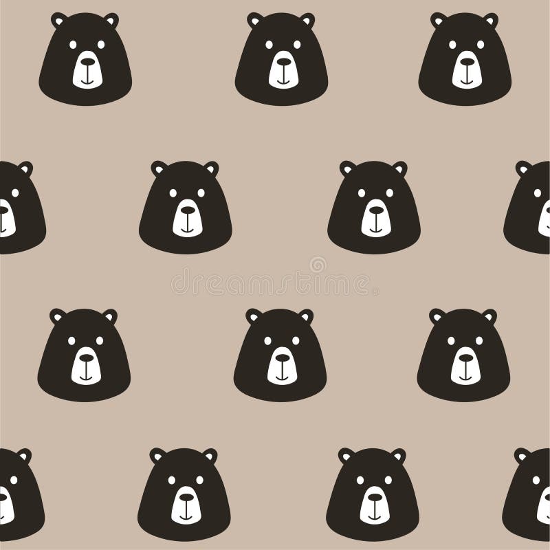 Seamless Pattern Cute Black Bear Stock Vector - Illustration of bear ...