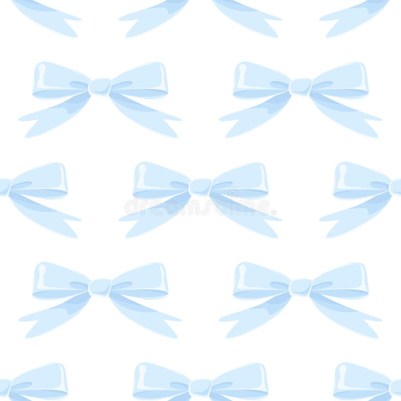Seamless Pattern with Cute Blue Flat Vector Cartoon Bows, Gift Bow on ...
