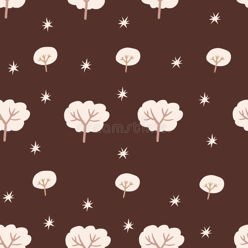 Seamless Pattern with Cute Boho Winter Trees. Stock Vector ...