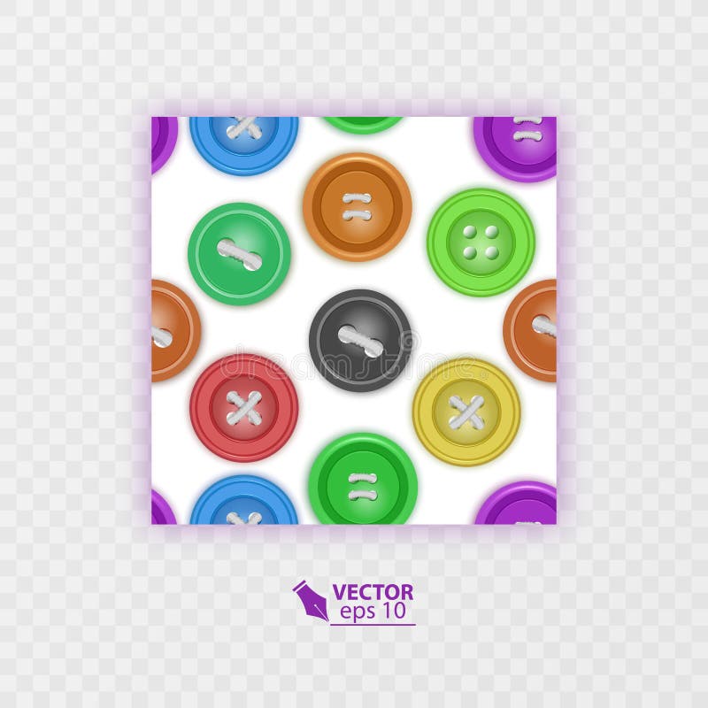 Seamless Pattern with Cute Bright Colorful Buttons. Vivid Palette, 3d ...