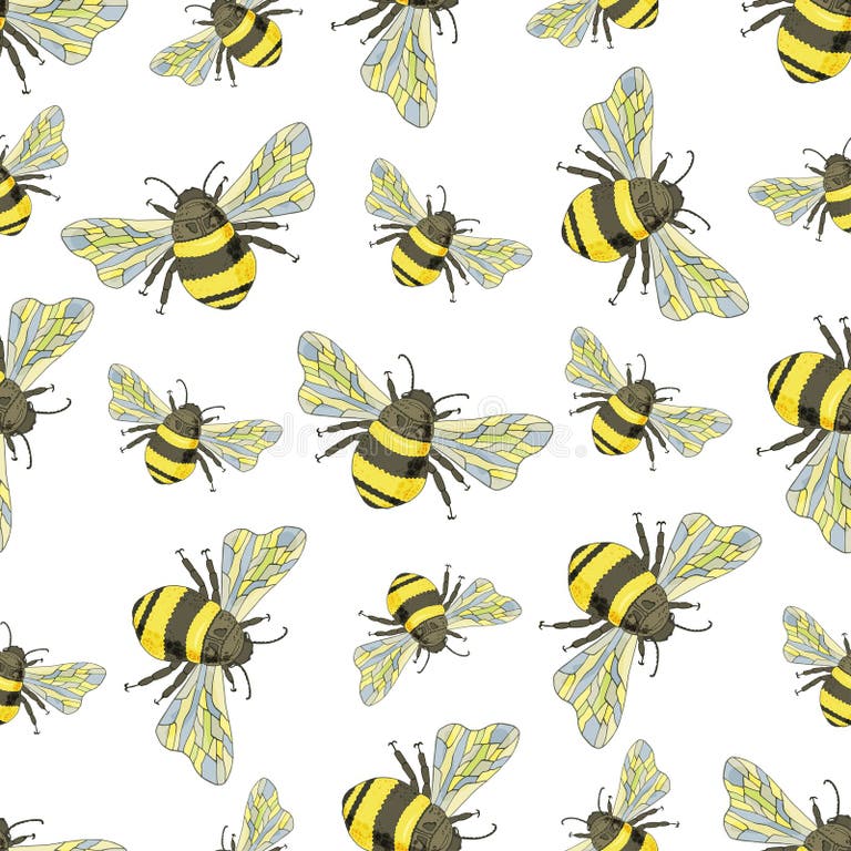 Cute Bumblebee Pattern Stock Illustrations – 3,350 Cute Bumblebee ...