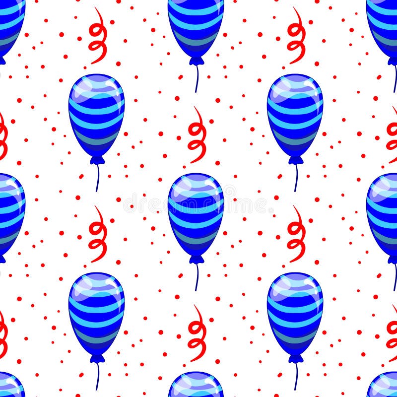 Seamless Pattern with Cute Cartoon Balloons 3 Stock Illustration ...