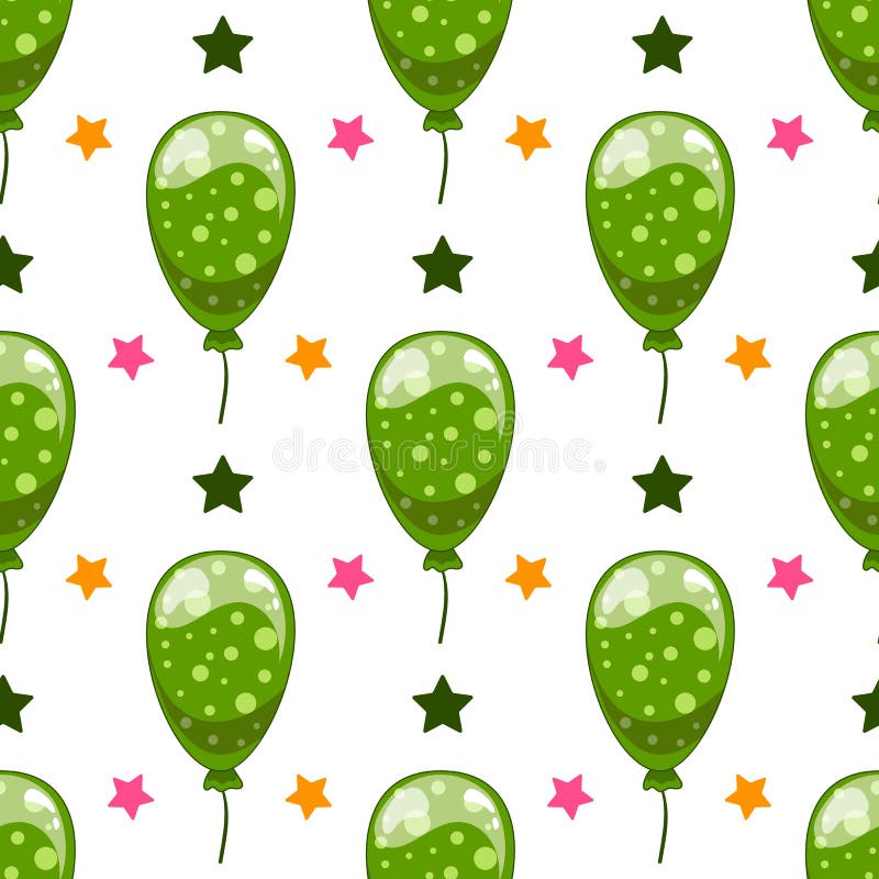 Seamless Pattern with Cute Cartoon Balloons 2 Stock Illustration ...