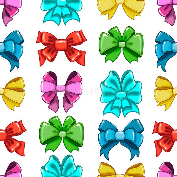 Seamless Pattern Cute Cartoon Bows-7 Stock Illustration - Illustration ...