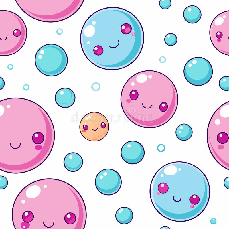 Seamless Pattern with Cute Cartoon Bubbles Stock Vector - Illustration ...