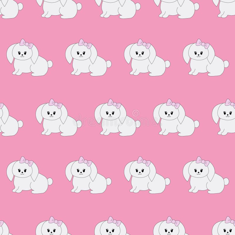 Seamless Pattern with Cute Cartoon Bunny . Vector Illustration Stock ...