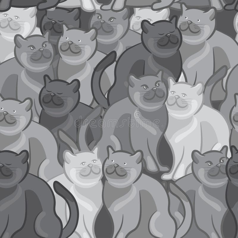 Seamless Pattern of Cute Cartoon Cats. Illustration Stock Vector ...
