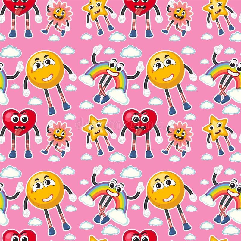 Cute Cartoon Character with Bromance Icon Stock Vector - Illustration ...