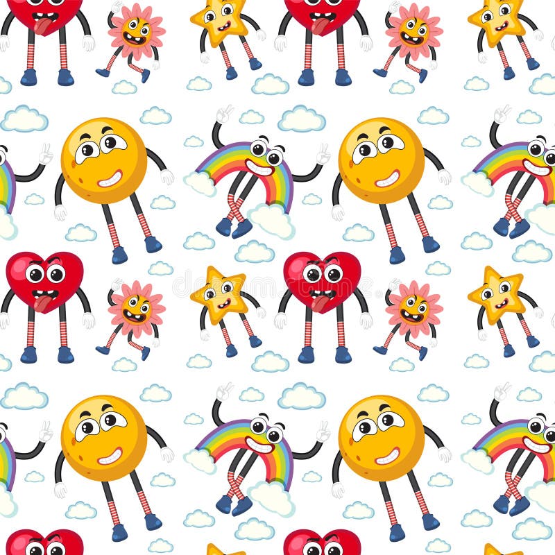 Seamless Pattern with Cute Cartoon Character Stock Vector ...