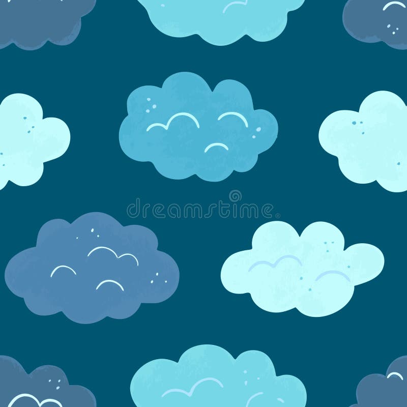 Seamless Pattern with Cute Cartoon Clouds. Vector Illustration Stock ...