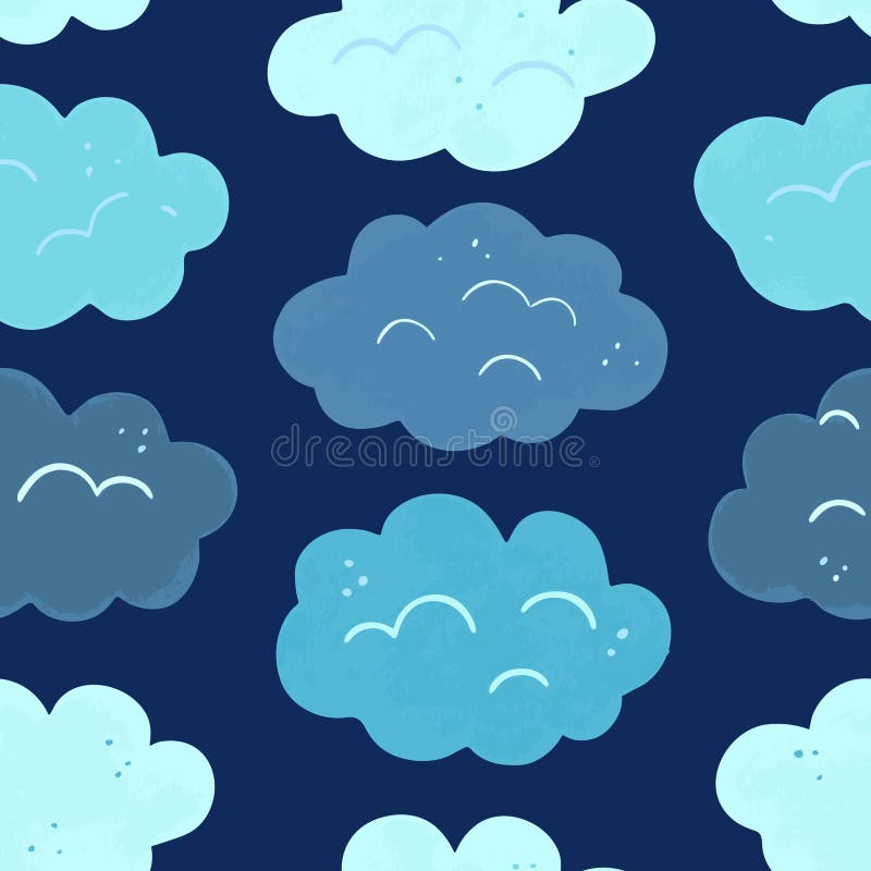 Seamless Pattern with Cute Cartoon Clouds. Vector Illustration Stock ...