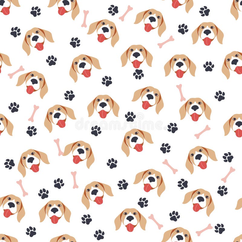 Seamless Patterns with Cute Cartoon Dogs Muzzles. Dalmatian, Terrier ...