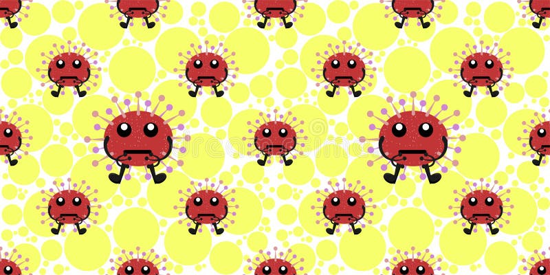 Seamless Pattern of Cute Cartoon Germ in Flat Style Design Isolated on ...