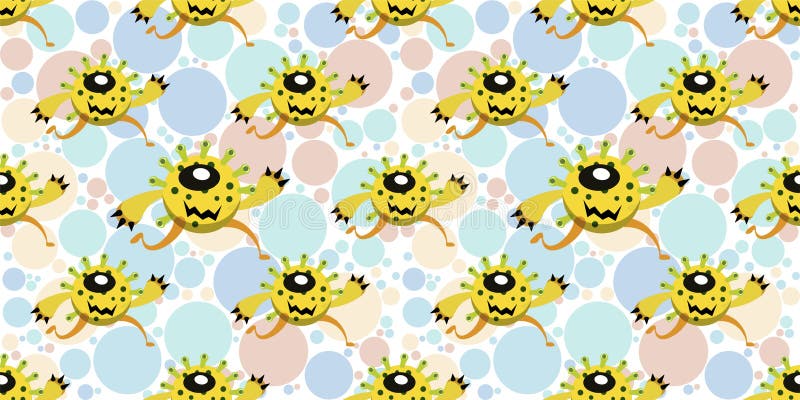Seamless Pattern of Cute Cartoon Germ in Flat Style Design Isolated on ...