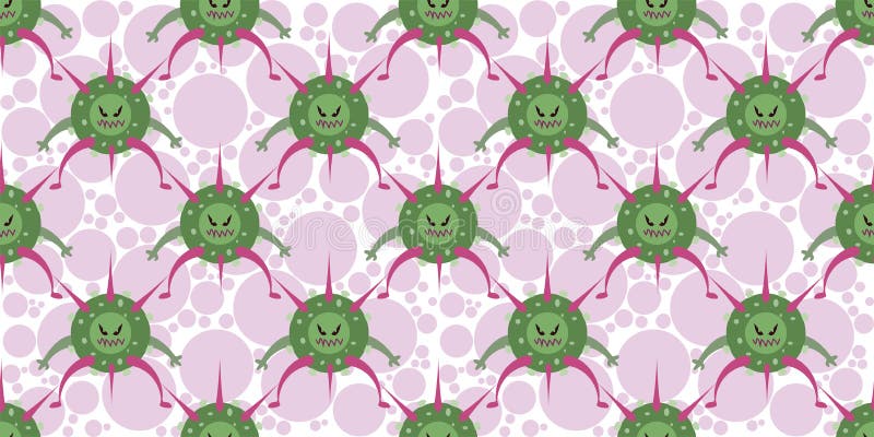 Seamless Pattern of Cute Cartoon Germ in Flat Style Design Isolated on ...