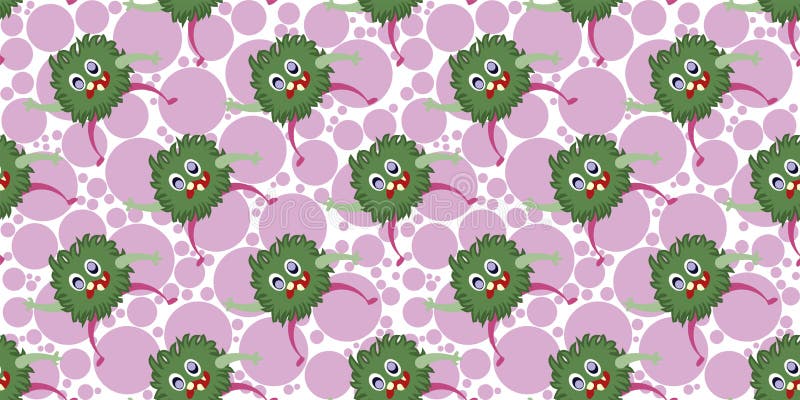 Seamless Pattern of Cute Cartoon Germ in Flat Style Design Isolated on ...