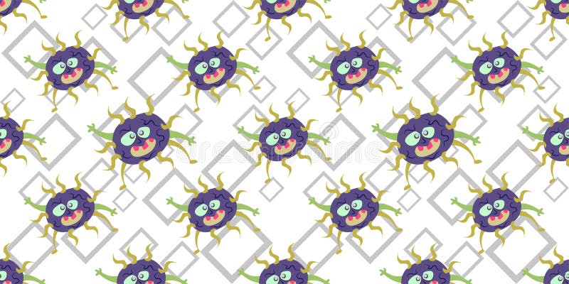 Seamless Pattern of Cute Cartoon Germ in Flat Style Design Isolated on ...