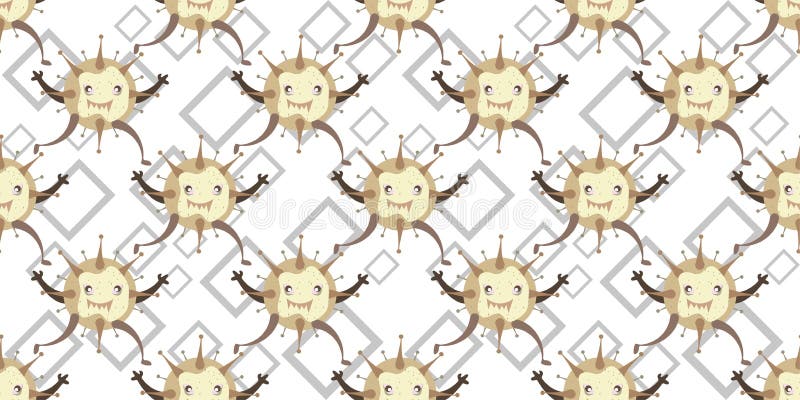 Seamless Pattern of Cute Cartoon Germ in Flat Style Design Isolated on ...