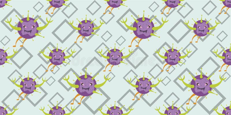 Seamless Pattern of Cute Cartoon Germ in Flat Style Design Isolated on ...