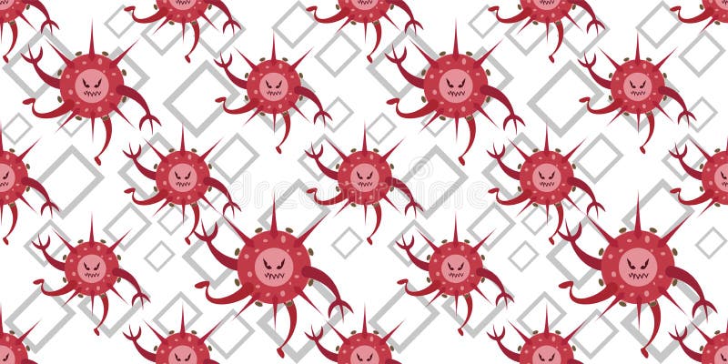 Seamless Pattern of Cute Cartoon Germ in Flat Style Design Isolated on ...