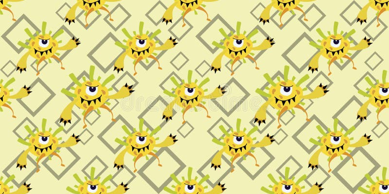 Seamless Pattern of Cute Cartoon Germ in Flat Style Design Isolated on ...