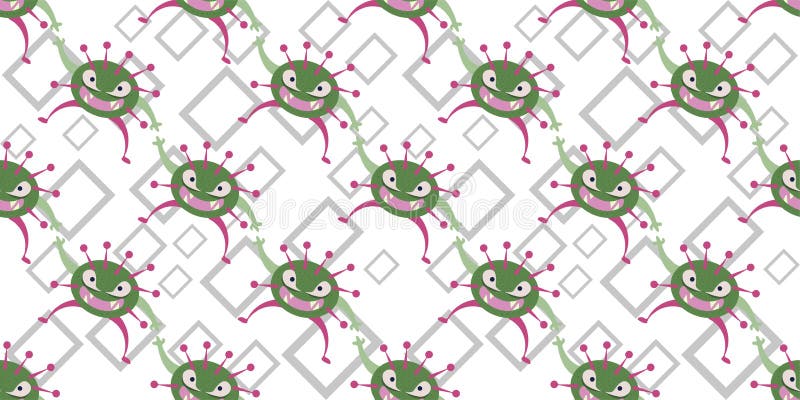 Seamless Pattern of Cute Cartoon Germ in Flat Style Design Isolated on ...
