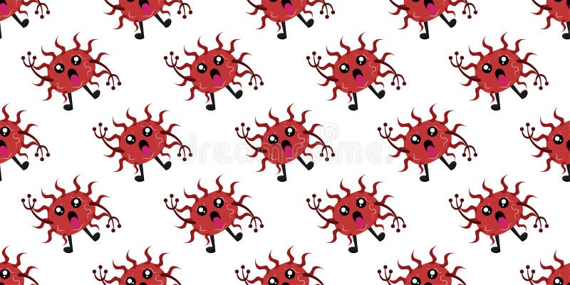 Seamless Pattern of Cute Cartoon Germ in Flat Style Design Isolated on ...