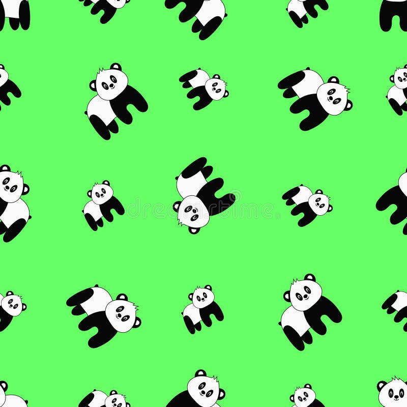 Seamless Pattern with Cute Cartoon Panda. Vector Illustration Stock ...