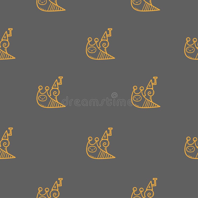 Seamless Pattern with Cute Cartoon Snails on Gray Background. Funny ...