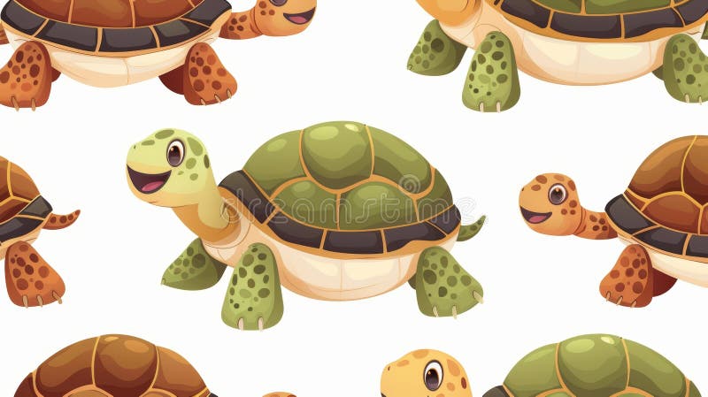Cartoon Turtles. Cute Tortoise Animal Characters Stock Vector ...