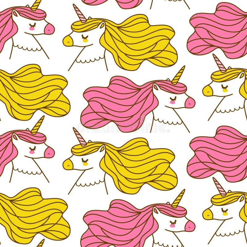 Seamless Pattern with Cute Cartoon Unicorns for Magic Design Stock ...