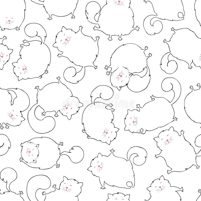 Seamless Pattern Cute Cat , Vector Print for Children Clothes Stock ...