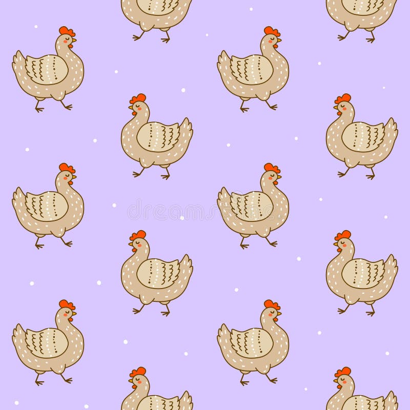 Set of Cute Chickens on Blue Background - Cartoon Hens and Roosters ...